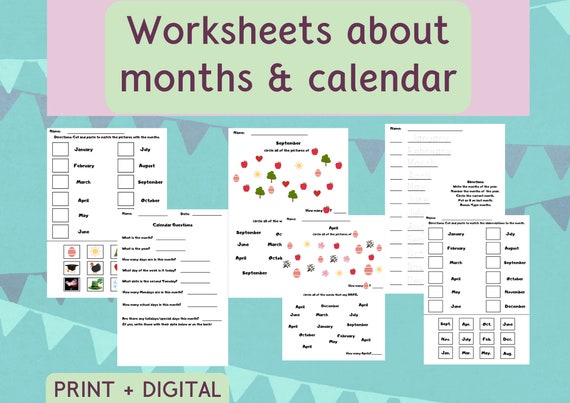 Calendar Months Worksheets