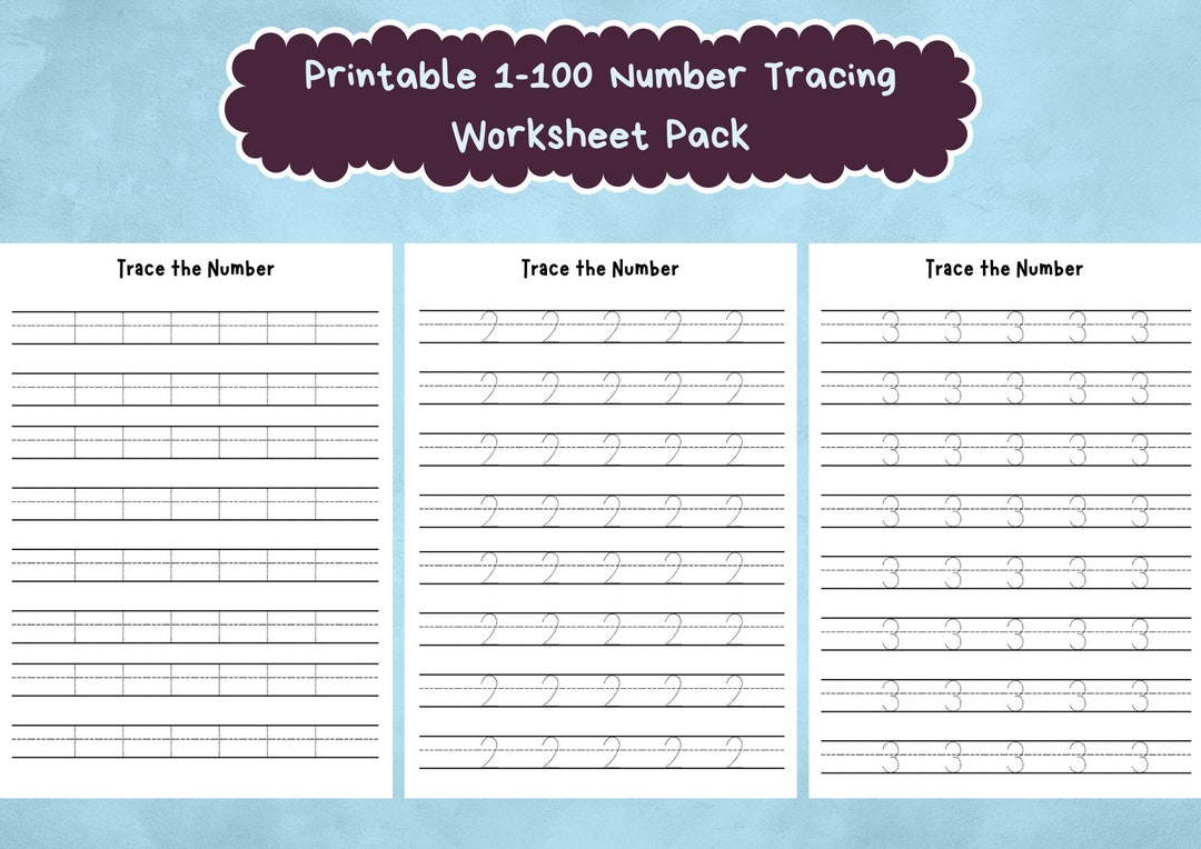 Numbers 1-100 Tracing Worksheet Pack, Preschool, Kindergarten ...