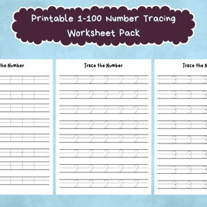 Numbers 1-100 Tracing Worksheet Pack, Preschool, Kindergarten ...