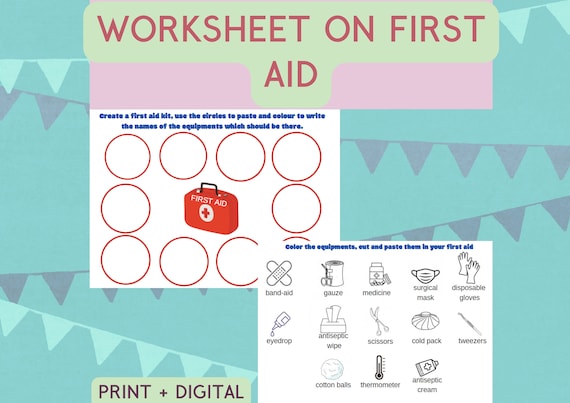 Printable First Aid Kit Worksheet Education Health - Etsy