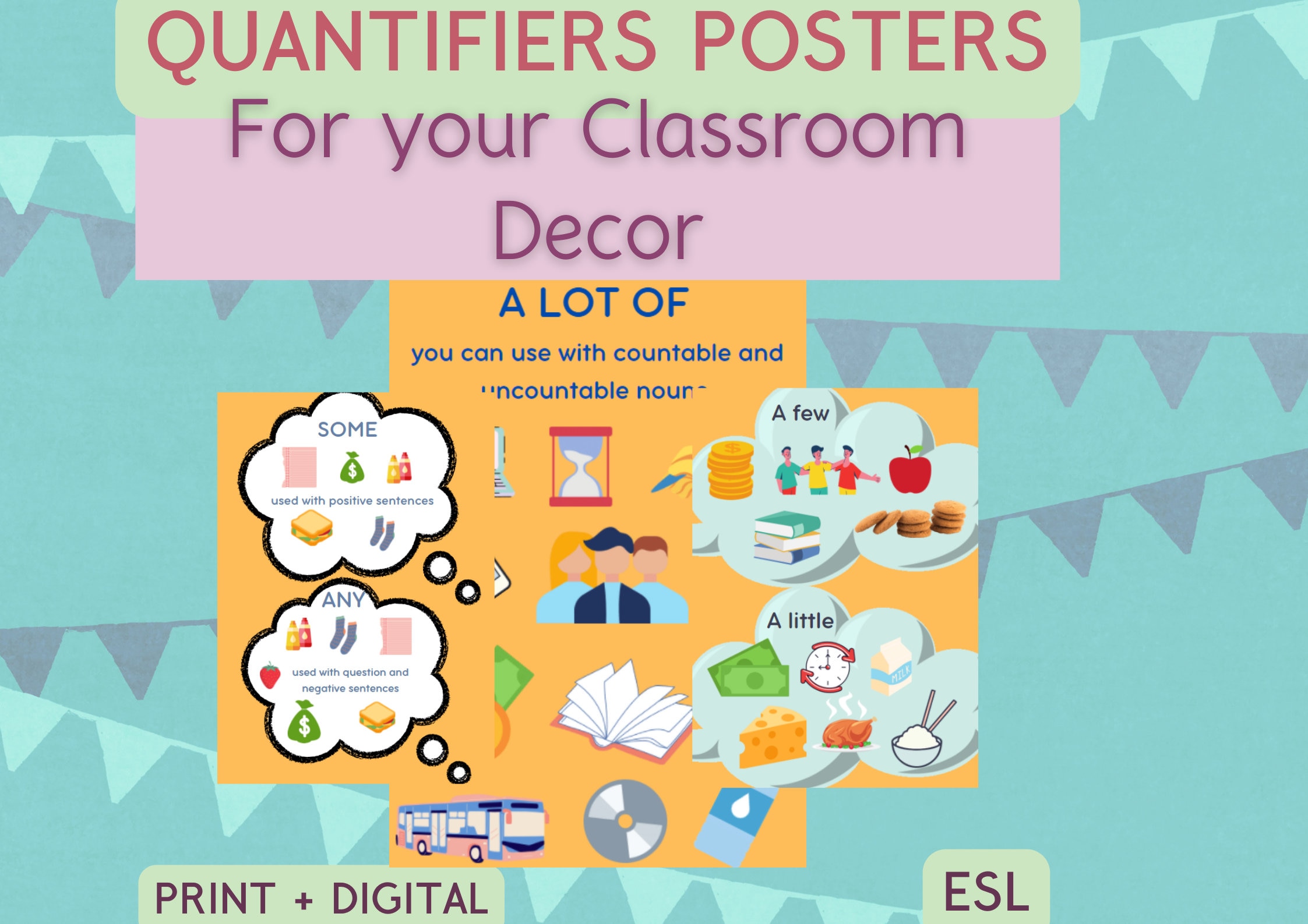 Educational Quantifiers Posters Printable Posters Classroom Decor A Lot ...