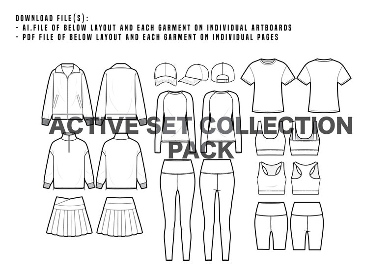 Activewear Essential Sportswear Gymwear Bundle Fashion Design Template ...