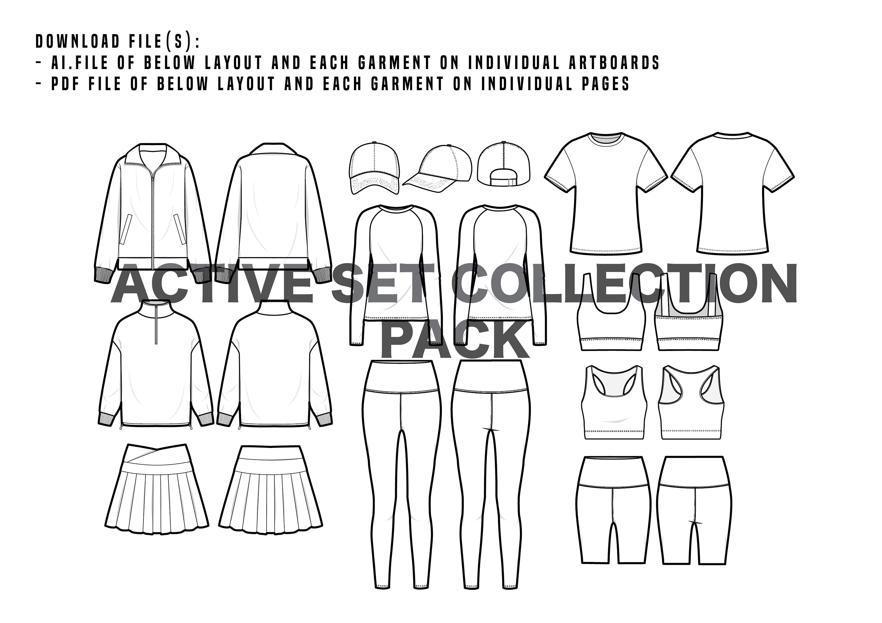 Activewear Essential Sportswear Gymwear Bundle Fashion Design Template ...
