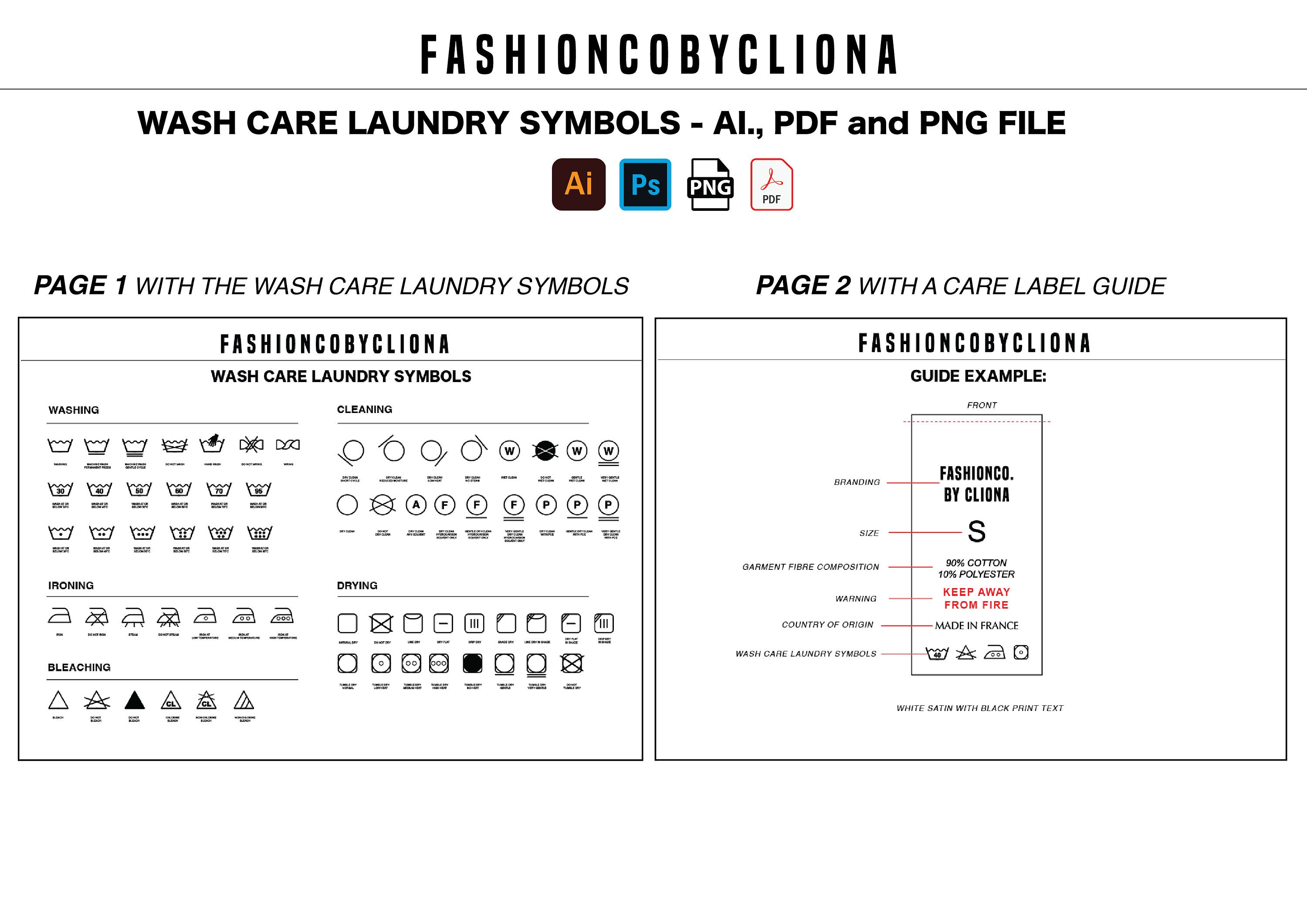 Wash Care Laundry Symbols Icon Guide - Fashion Industry Clothing Care ...
