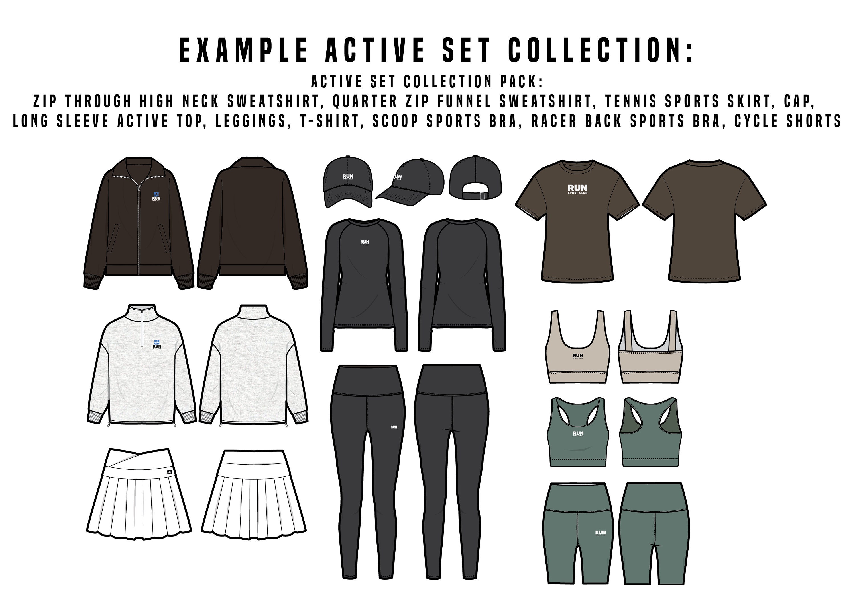 Activewear Essential Sportswear Gymwear Bundle Fashion Design Template ...