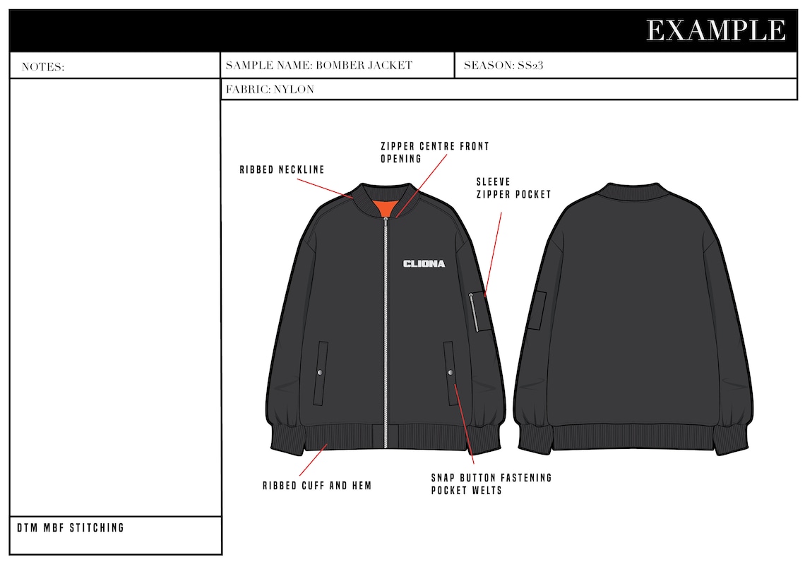 Bomber Jacket Fashion Designing Digital Template Flat Sketch Tech ...