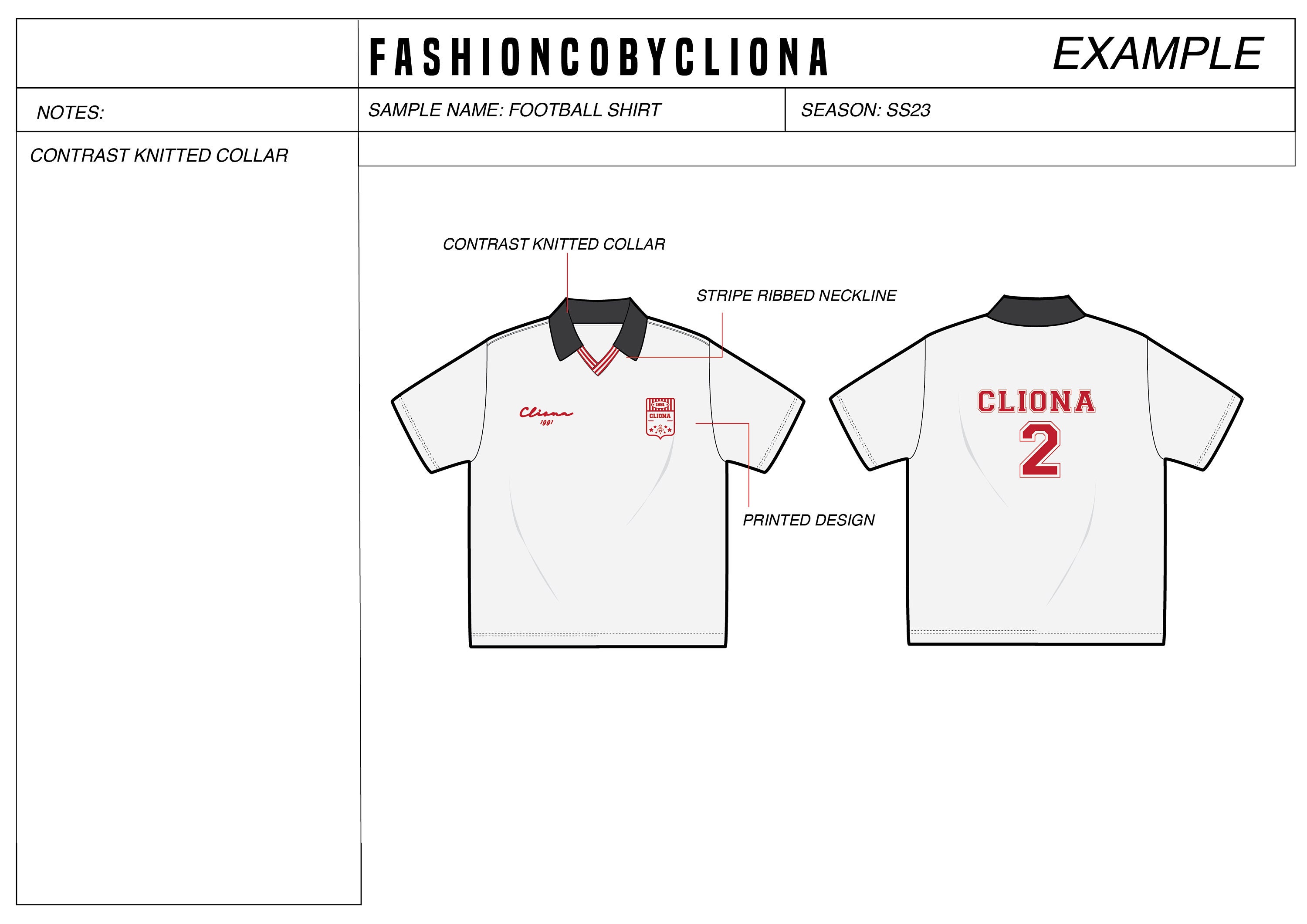 Football Team Kit Jersey Shirt CAD Fashion Design Template -flat Sketch ...
