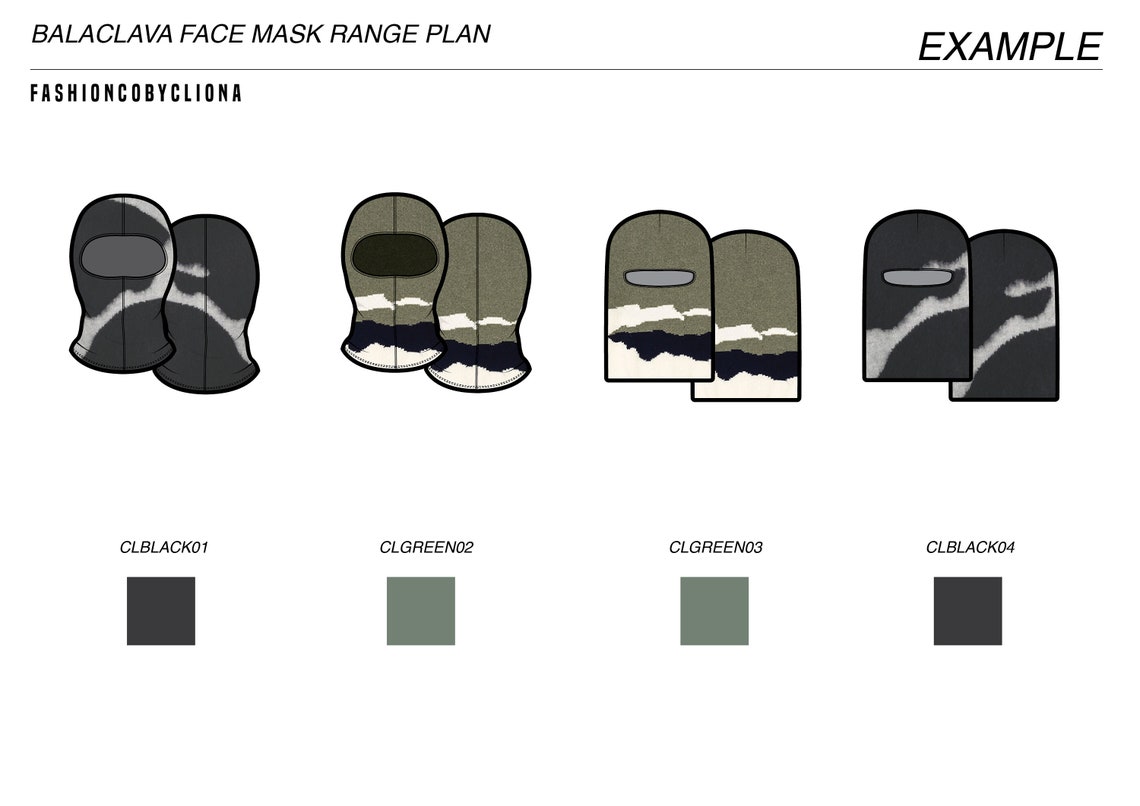 Balaclava Headgear Helmet Ski Face Mask CAD Fashion Design Template ...