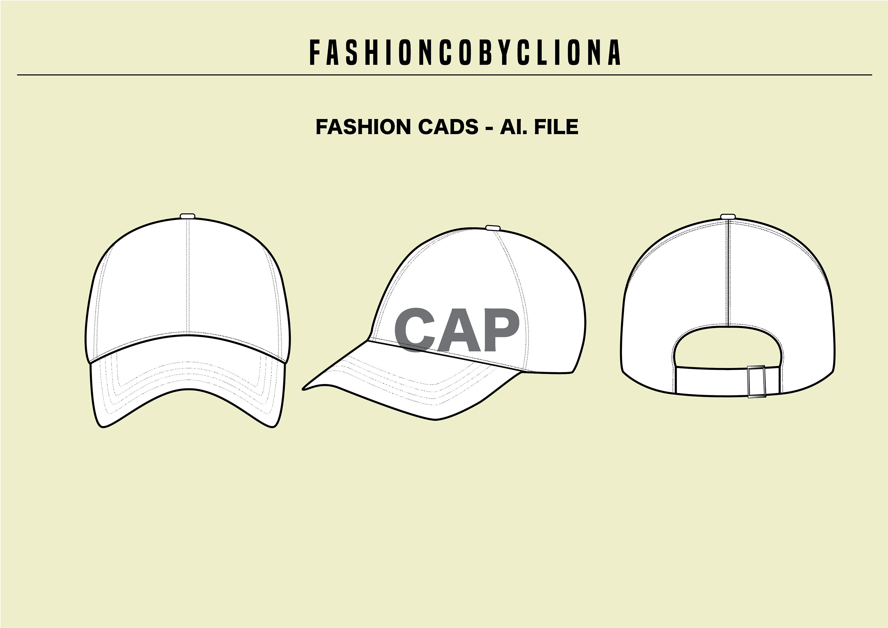 Cap Baseball Mock up CAD Drawing Fashion Design Digital - Etsy