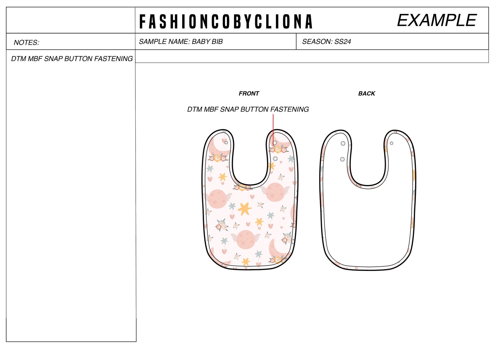 Baby Sleepsuit Newborn Babygrow CAD Fashion Design Template -flat ...