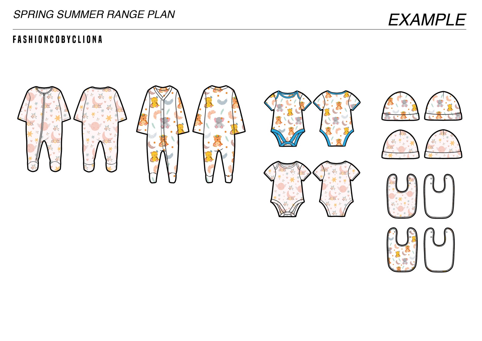 Baby Sleepsuit Newborn Babygrow CAD Fashion Design Template -flat ...