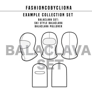 Balaclava Headgear Helmet Ski Face Mask CAD Fashion Design Template ...