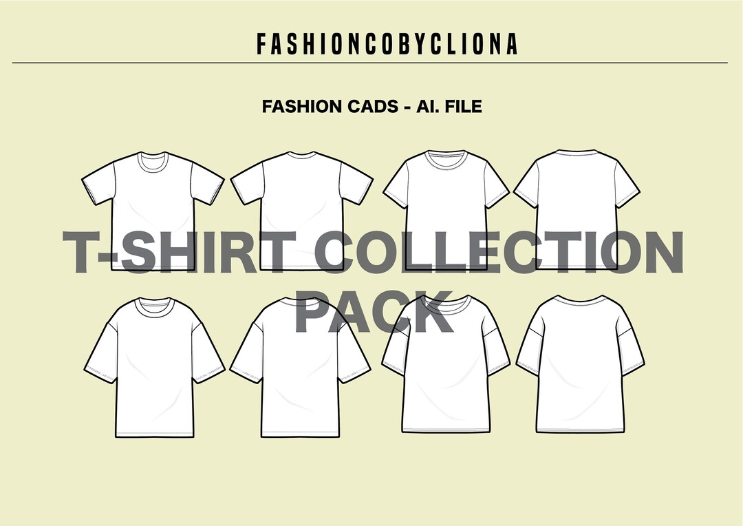 T-shirts Boxy Oversized Regular Bundle CAD Fashion Design Template Flat ...