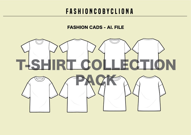 T-shirts Boxy Oversized Regular Bundle CAD Fashion Design Template Flat ...