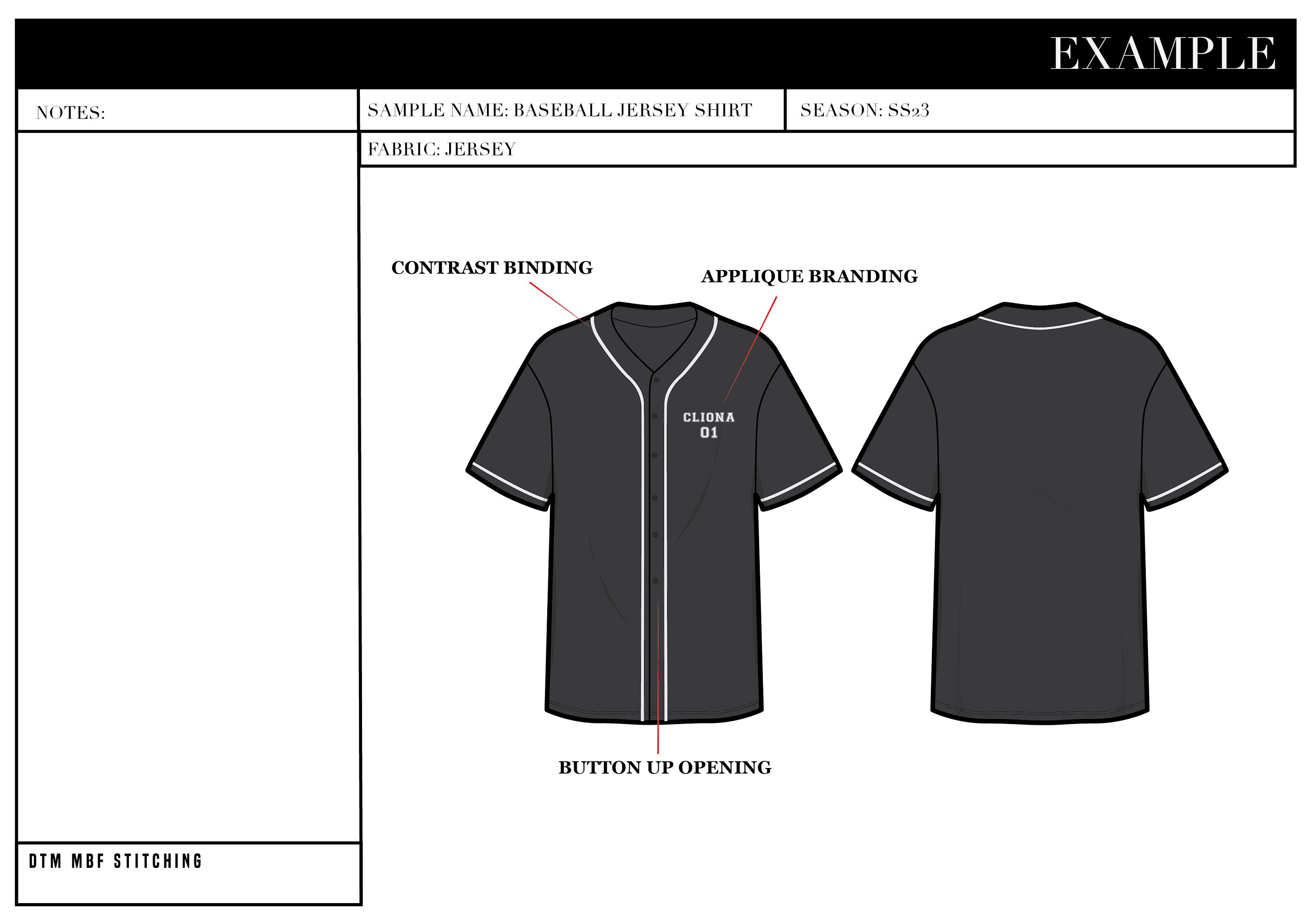 Baseball Sports Jersey Button Shirt CAD Template - Vector Ai. File ...