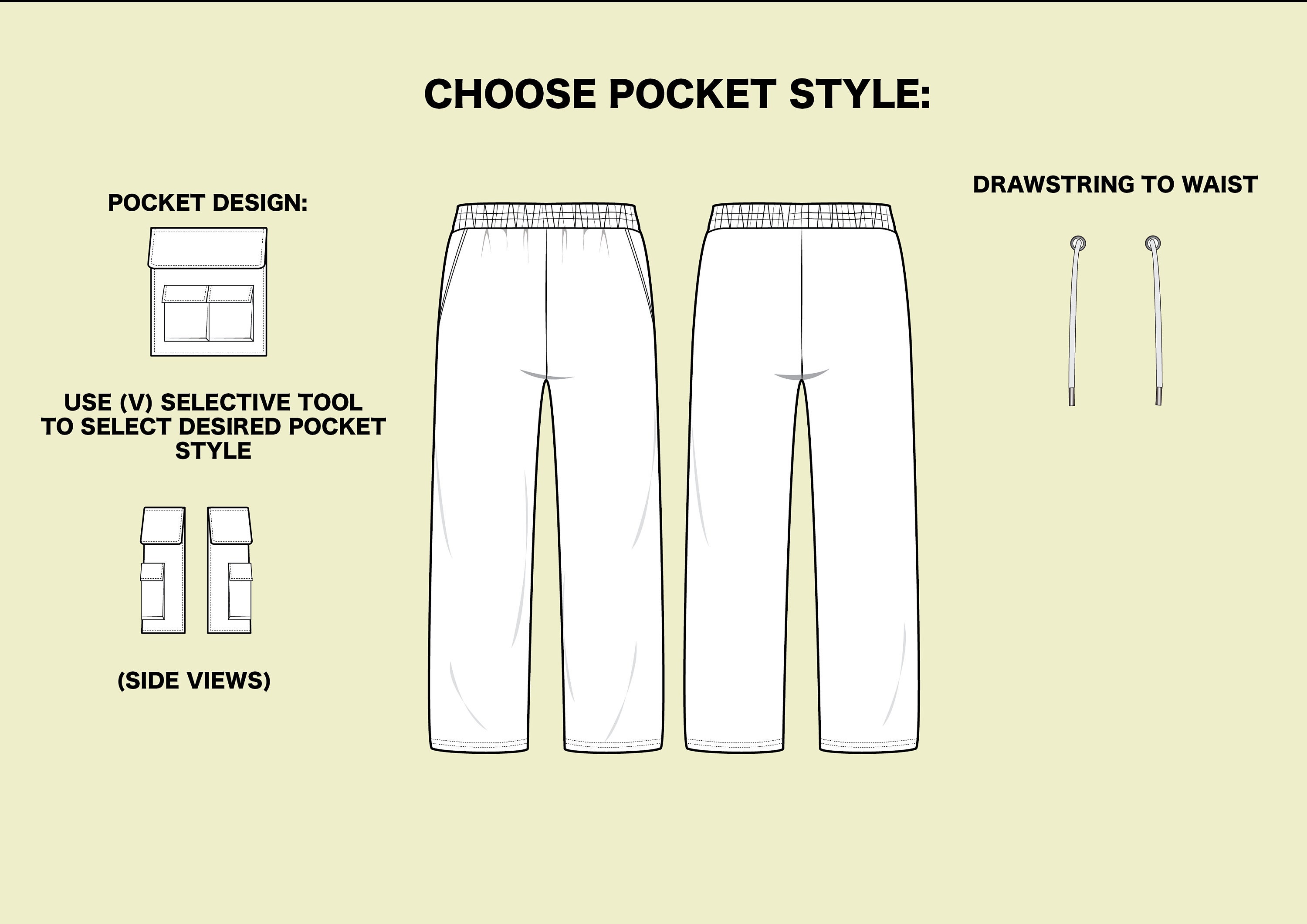 Design Your Own Cargo Pocket Pants - Bundle Fashion Design Template ...