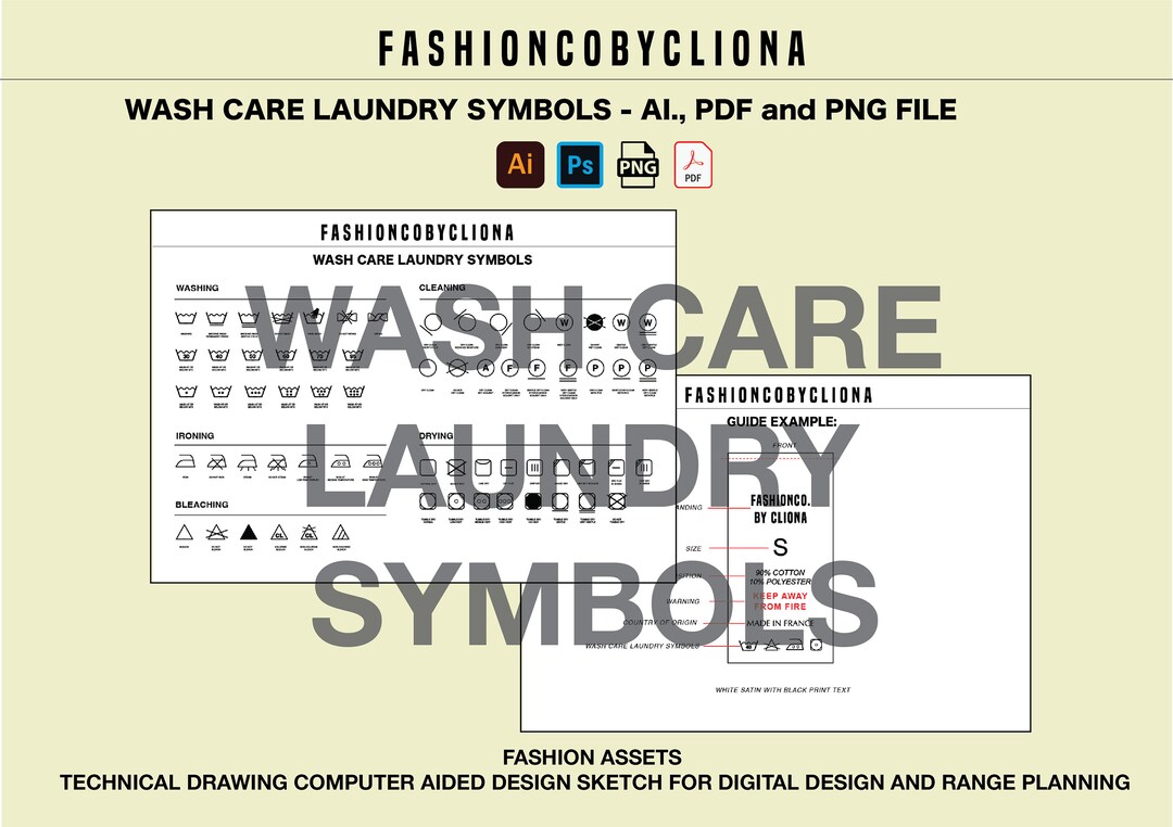 Laundry Symbols Guide: Clothing Care Labels Template (digital Download ...
