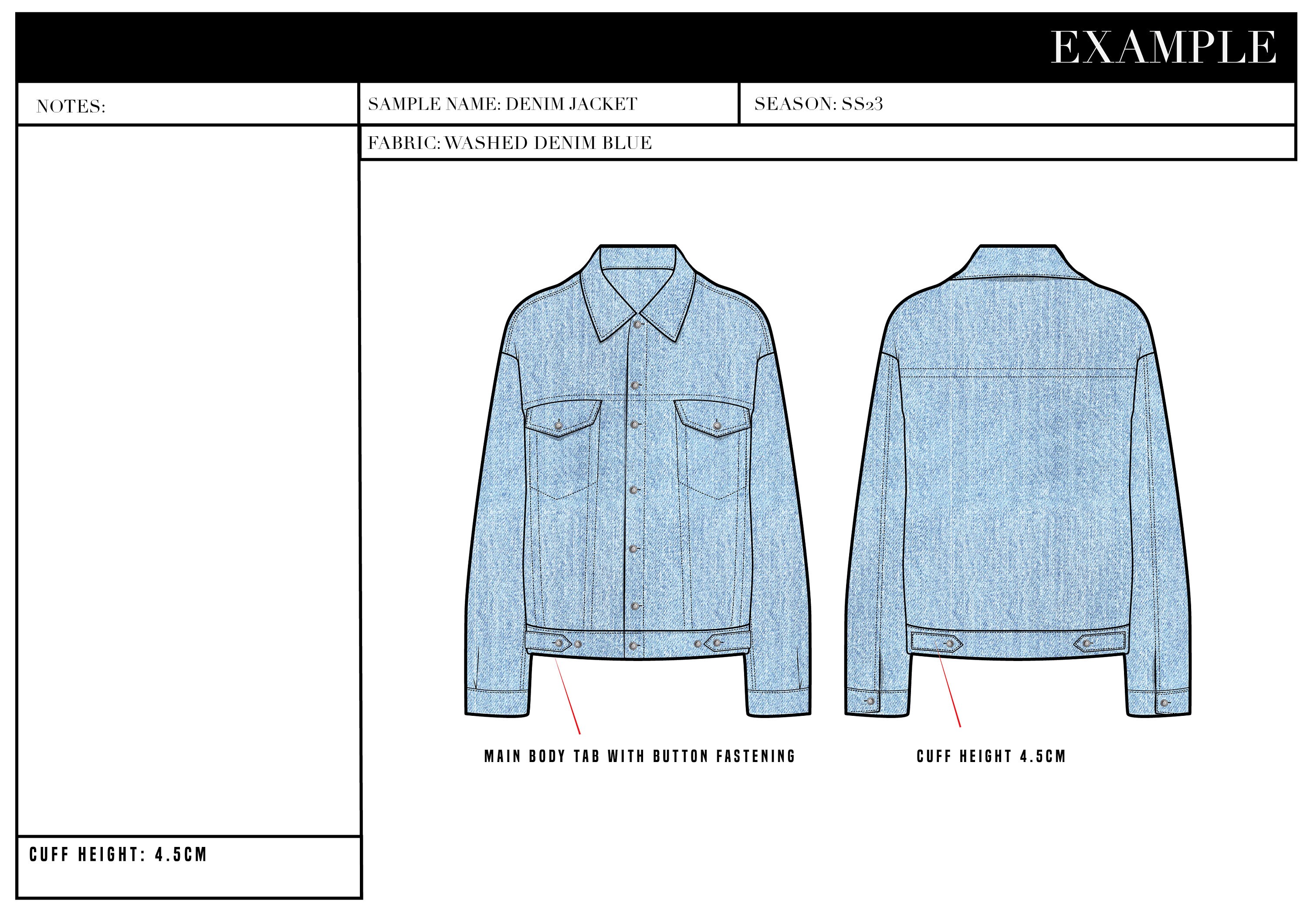 Denim Jacket CAD Vector File: Fashion Design Flat Sketch (digital ...