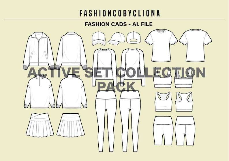 Activewear Essential Sportswear Gymwear Bundle Fashion Design Template ...