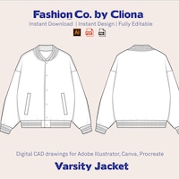 Streetwear Varsity Jacket Canva Template and Vector Mockup, Bomber ...