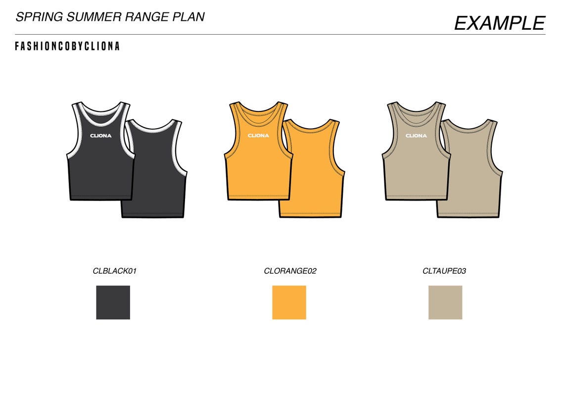 Racer Tank Crop Top CAD – Technical Fashion Sketch (digital Download ...