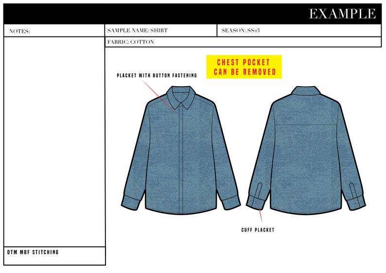 Button up Shirt - Fashion Design Digital Template (ai. PDF Vector) - Etsy