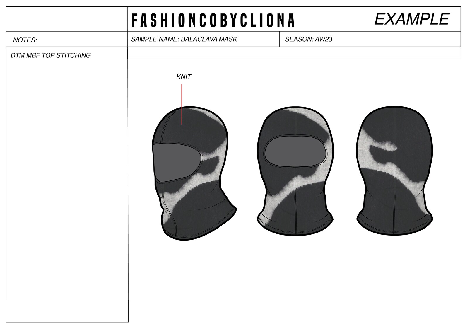 Balaclava Headgear Helmet Ski Face Mask CAD Fashion Design Template ...