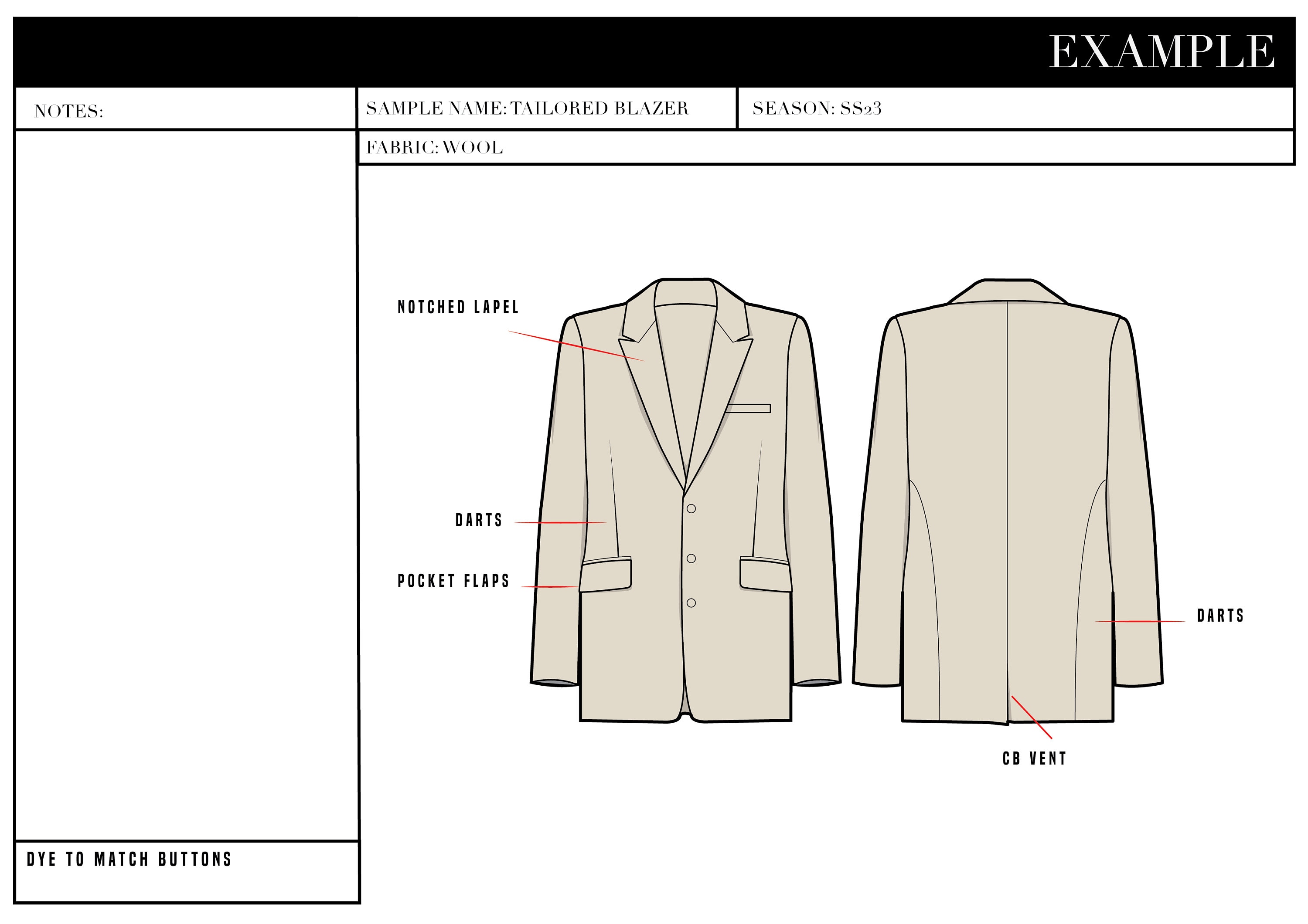 Blazer Formal Jacket - CAD Vector Ai. PDF File - Range Plan - Technical ...