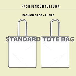 Standard Tote Bag - CAD Vector Ai. File - Technical Flat Sketch Drawing ...