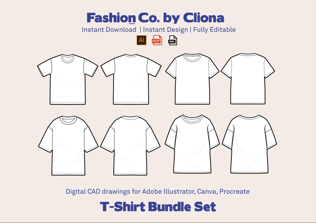 T-shirts Boxy Oversized Regular Bundle CAD Fashion Design Template ...
