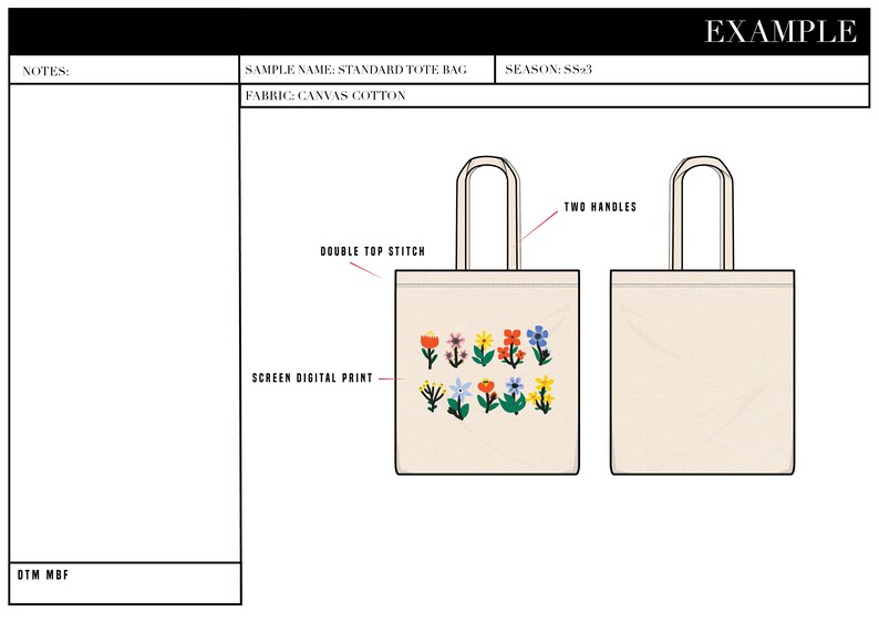 Standard Tote Bag - CAD Vector Ai. File - Technical Flat Sketch Drawing ...