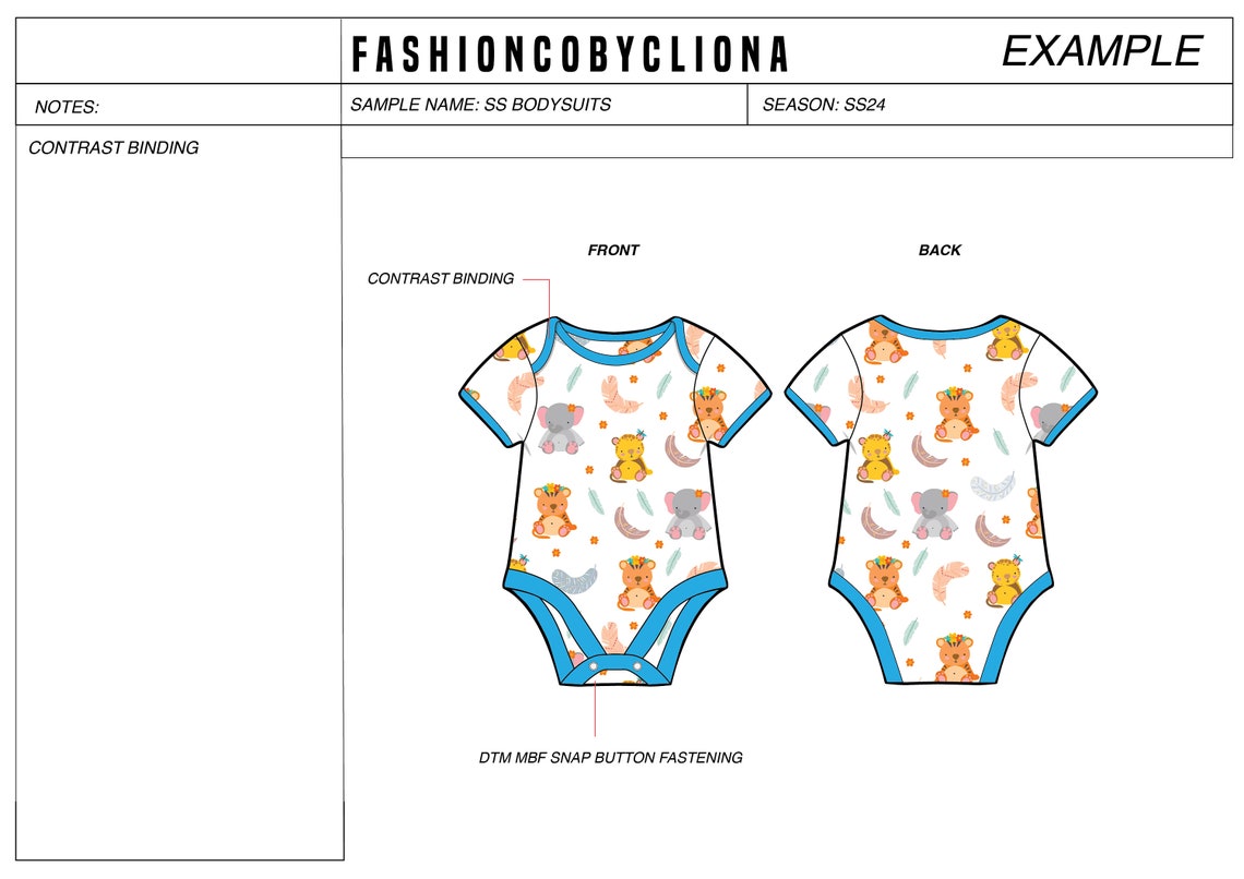 Baby Sleepsuit Newborn Babygrow CAD Fashion Design Template -flat ...