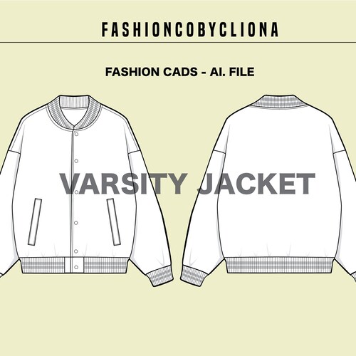 Vector Varsity Jacket Flat Sketch Digital Download for Use - Etsy