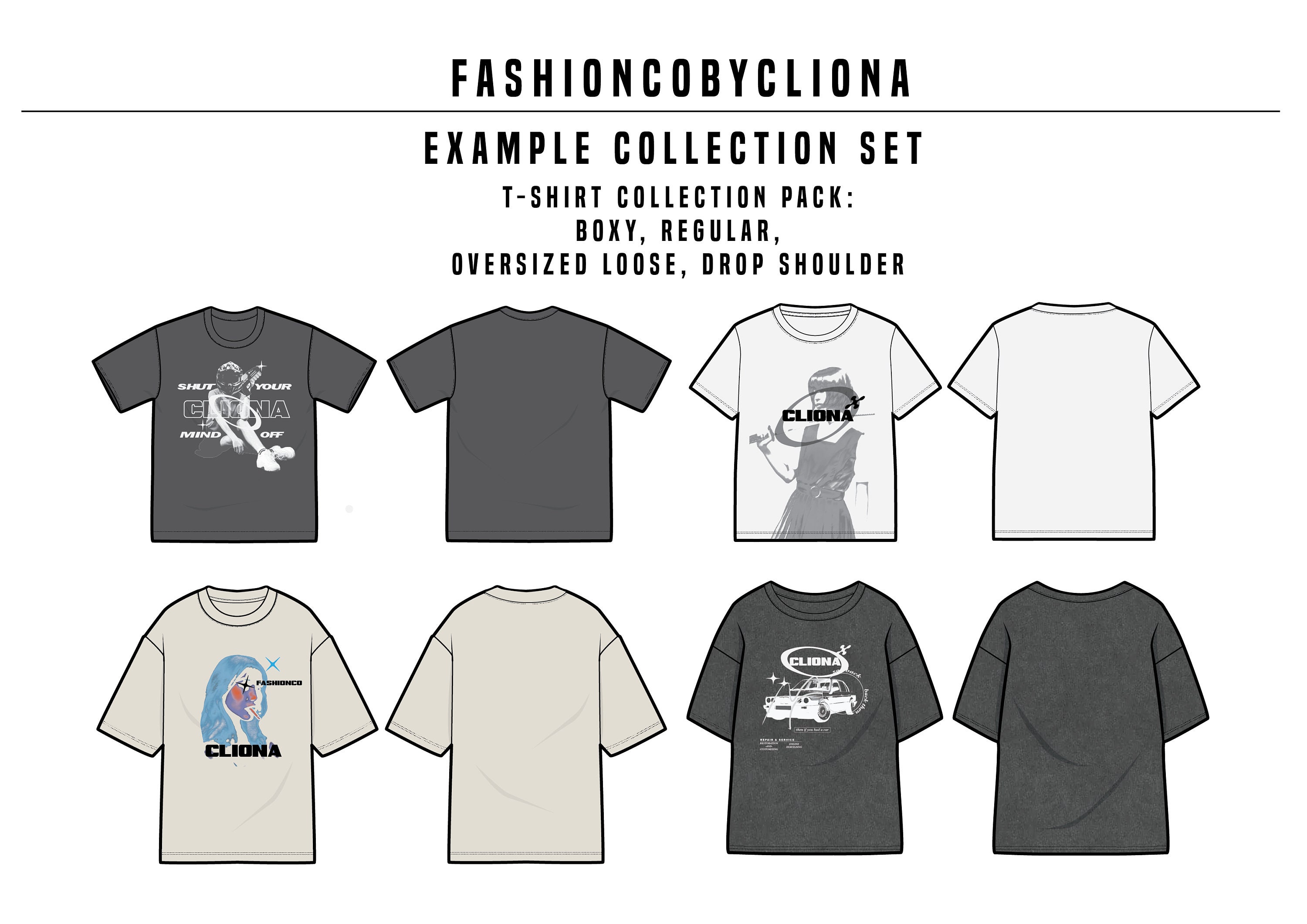 T-shirts Boxy Oversized Regular Bundle CAD Fashion Design Template ...