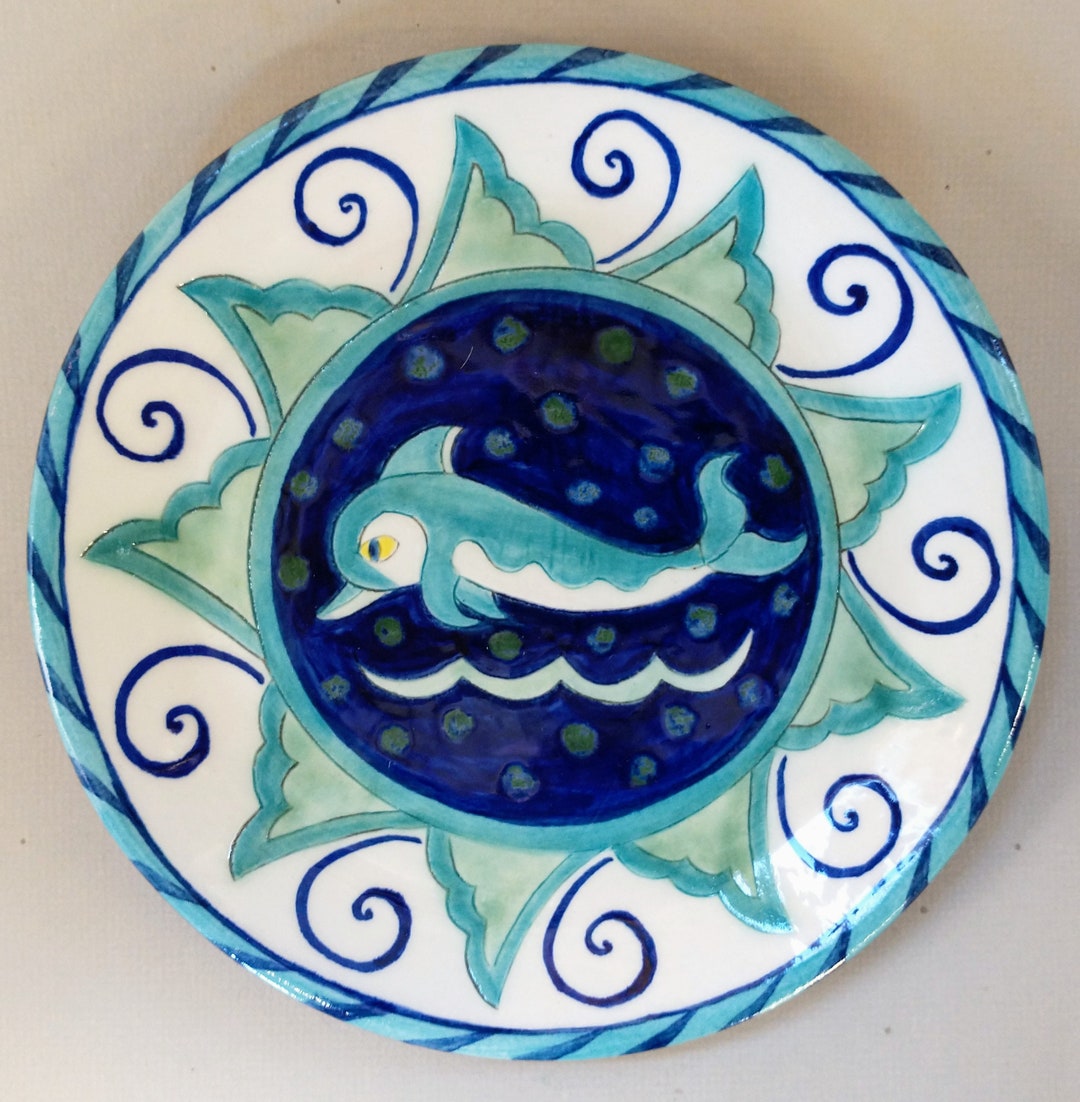 Dolphin Design Stoneware Plate - Etsy