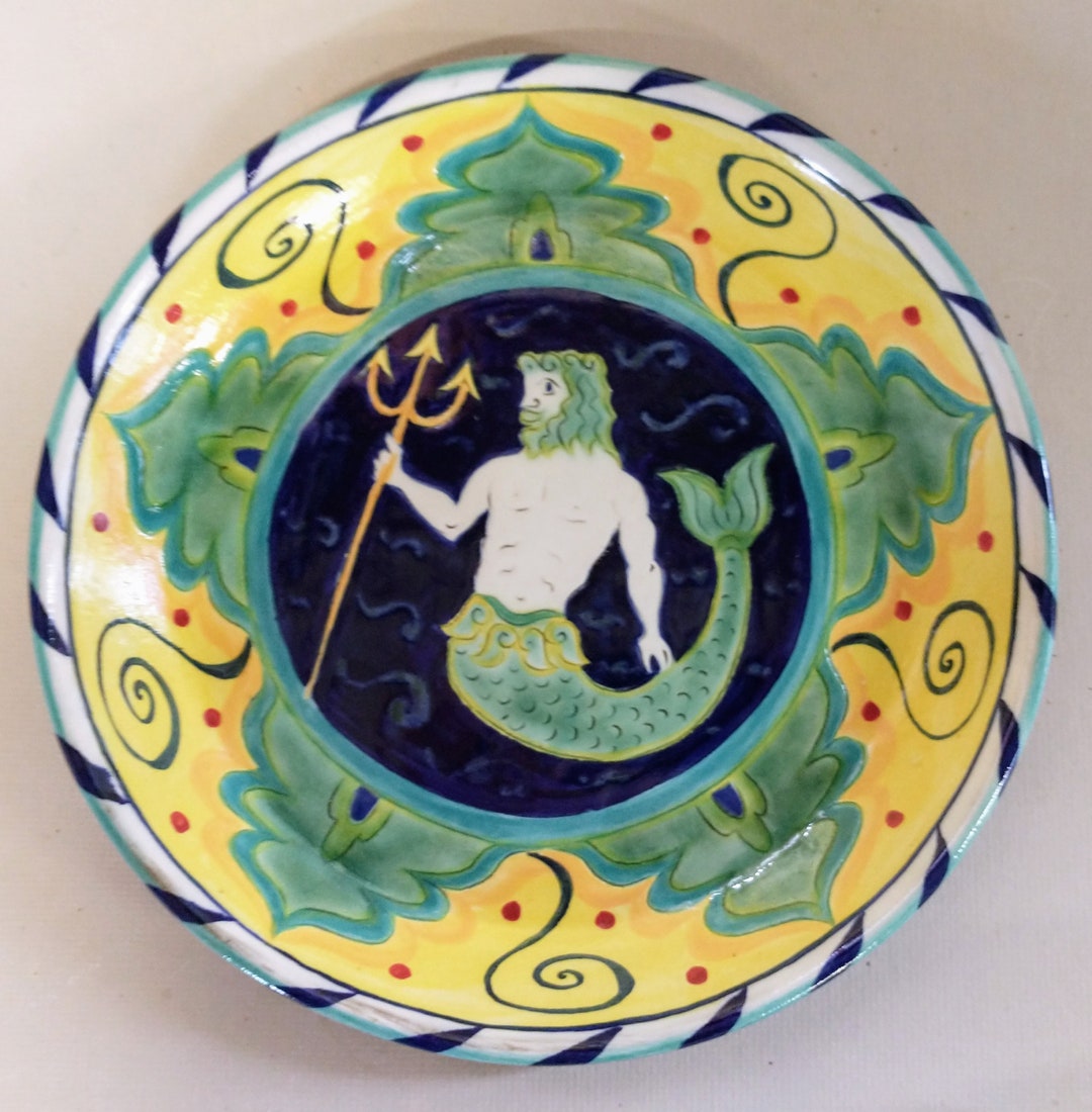 Neptune Design Stoneware Handmade Handpainted Pottery Plate - Etsy
