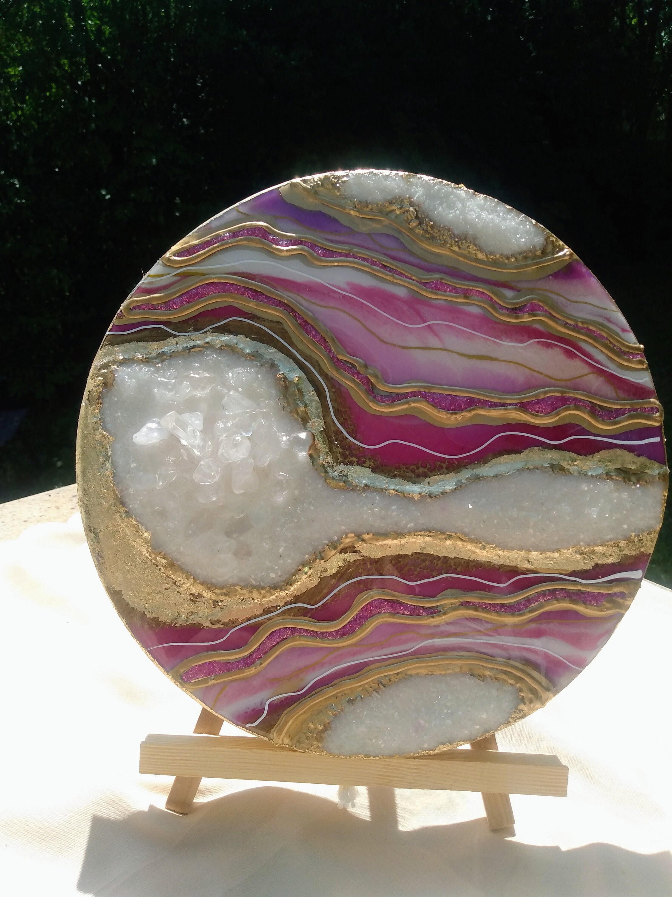 Pink Quartz Crystal Resin Geode Wall Art - Etsy