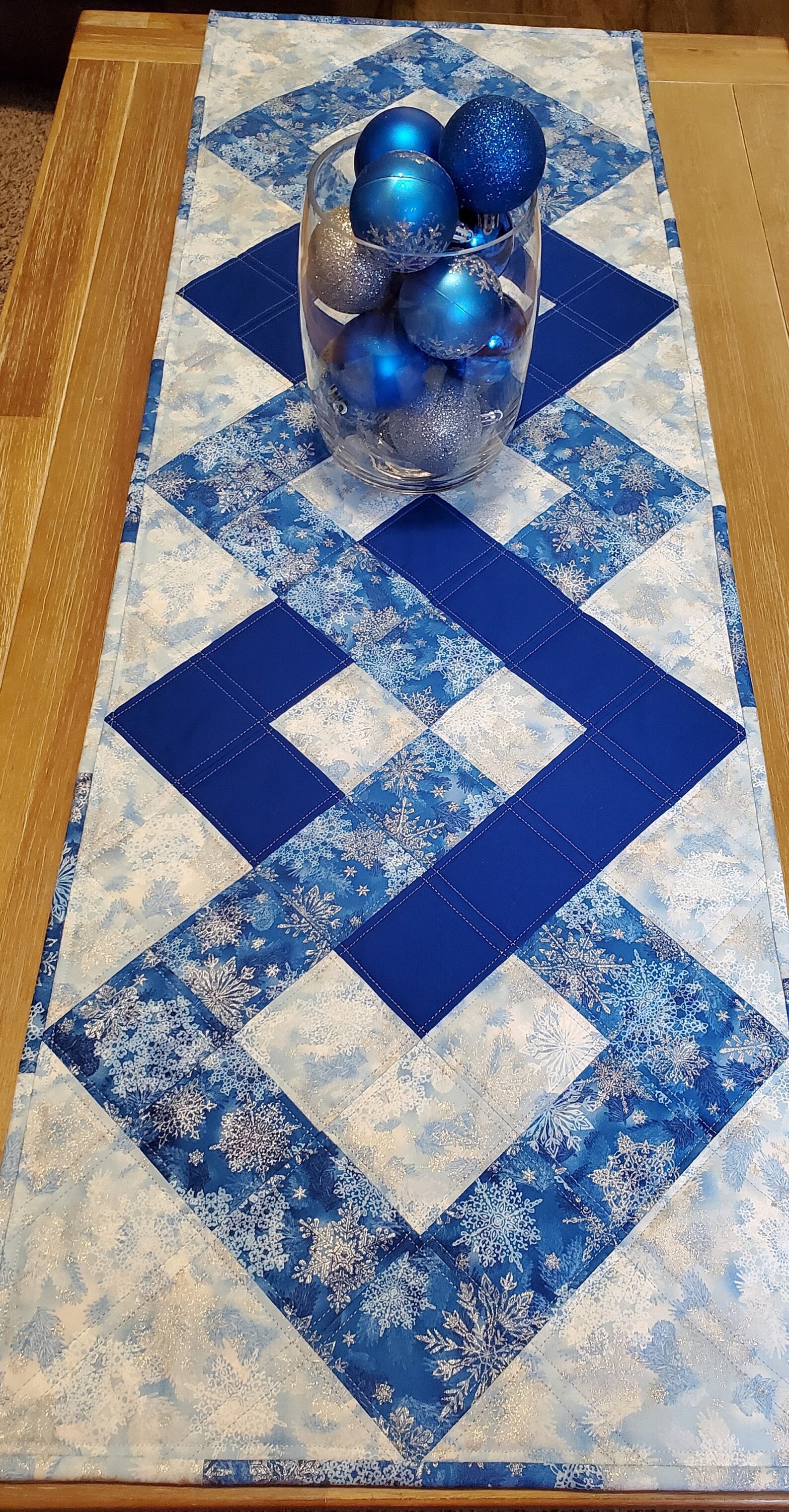 Christmas Table Runner Quilted Handmade in Canada Blue - Etsy Canada