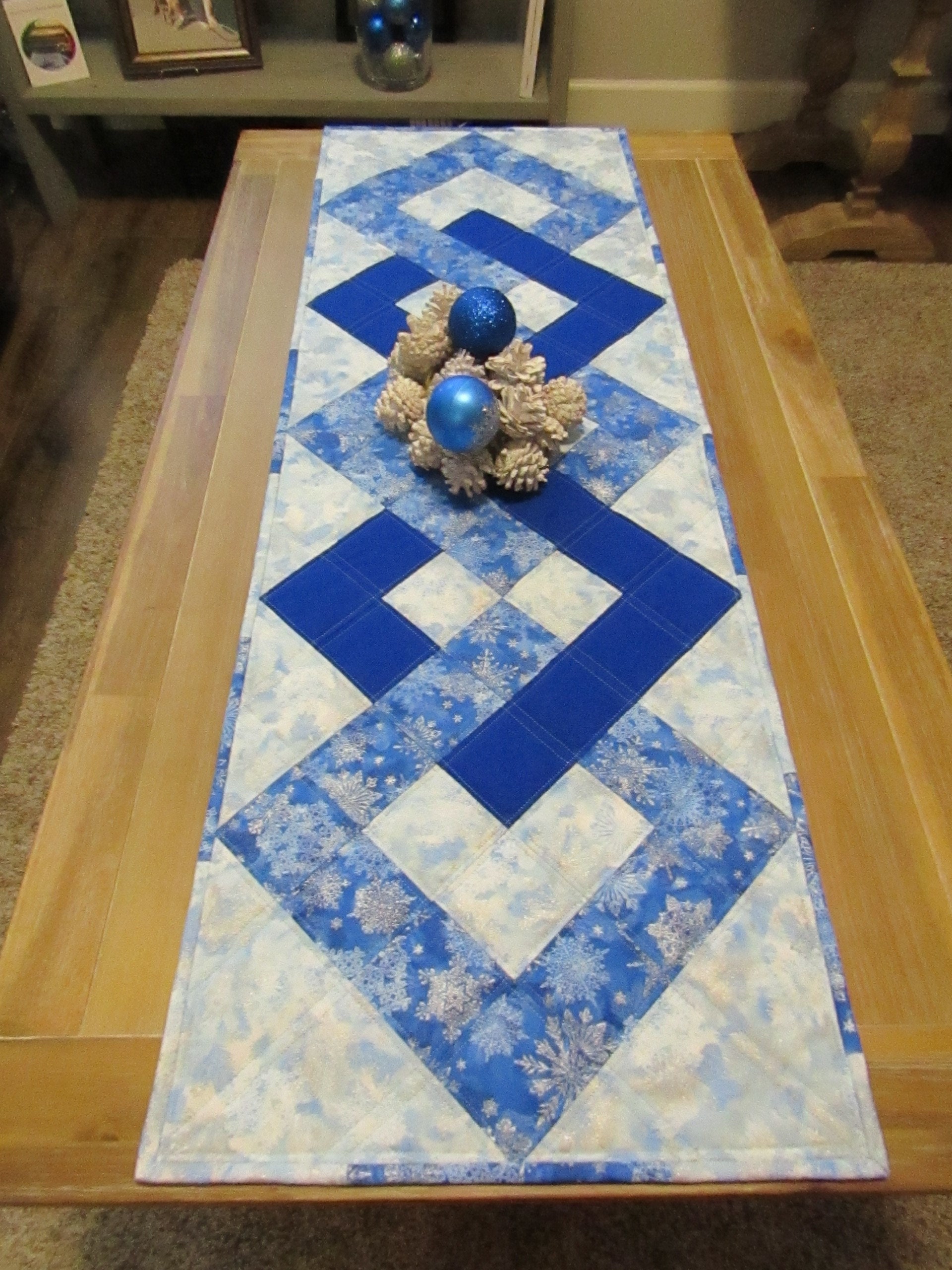 Christmas Table Runner Quilted Handmade in Canada Blue - Etsy Canada
