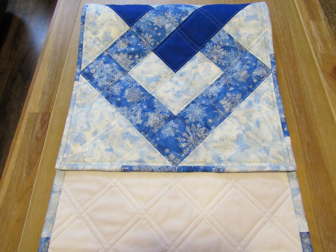 Christmas Table Runner Quilted Handmade in Canada Blue - Etsy Canada