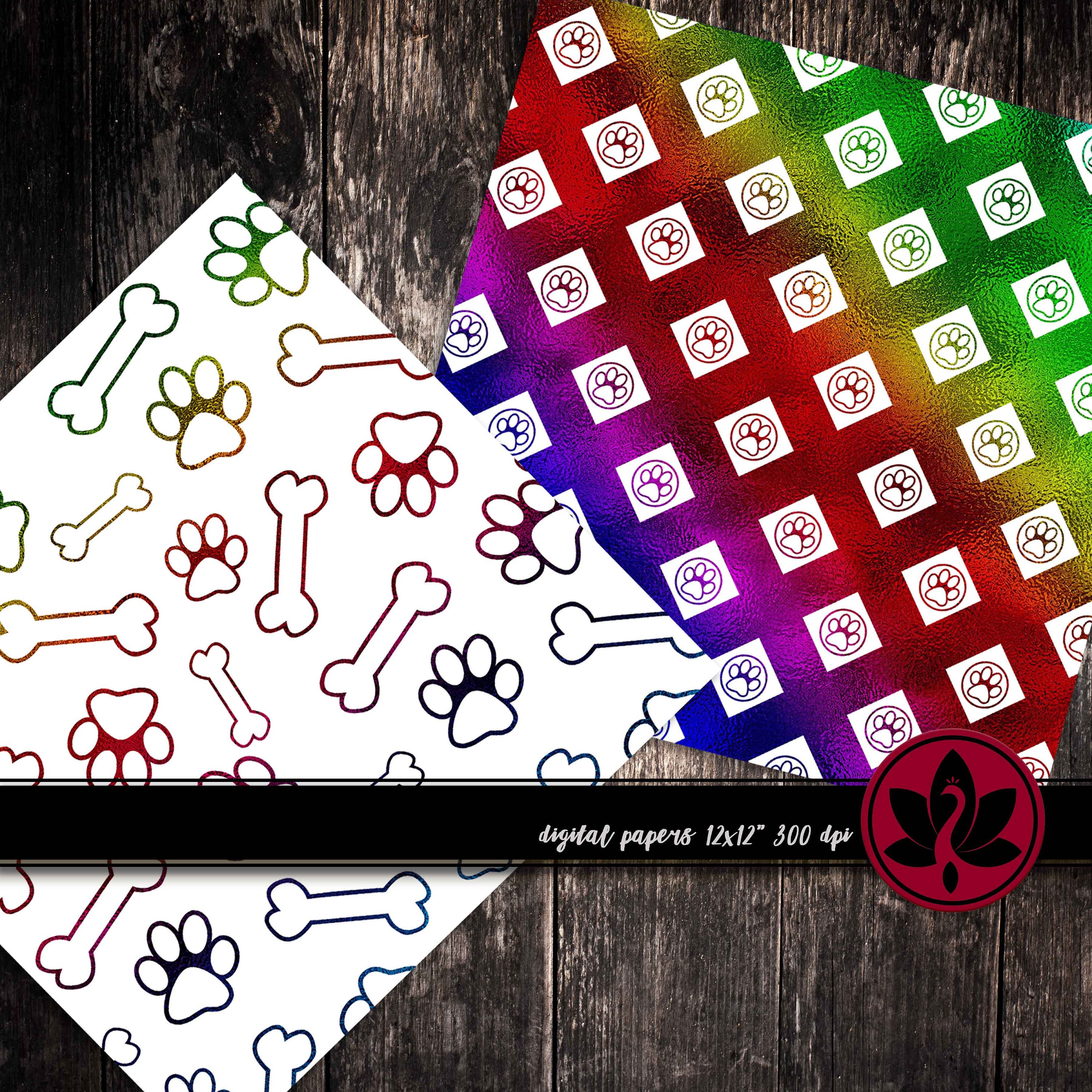 Dog Digital Paper, Rainbow Dog Backgrounds, Puppy Digital Paper, Pet ...