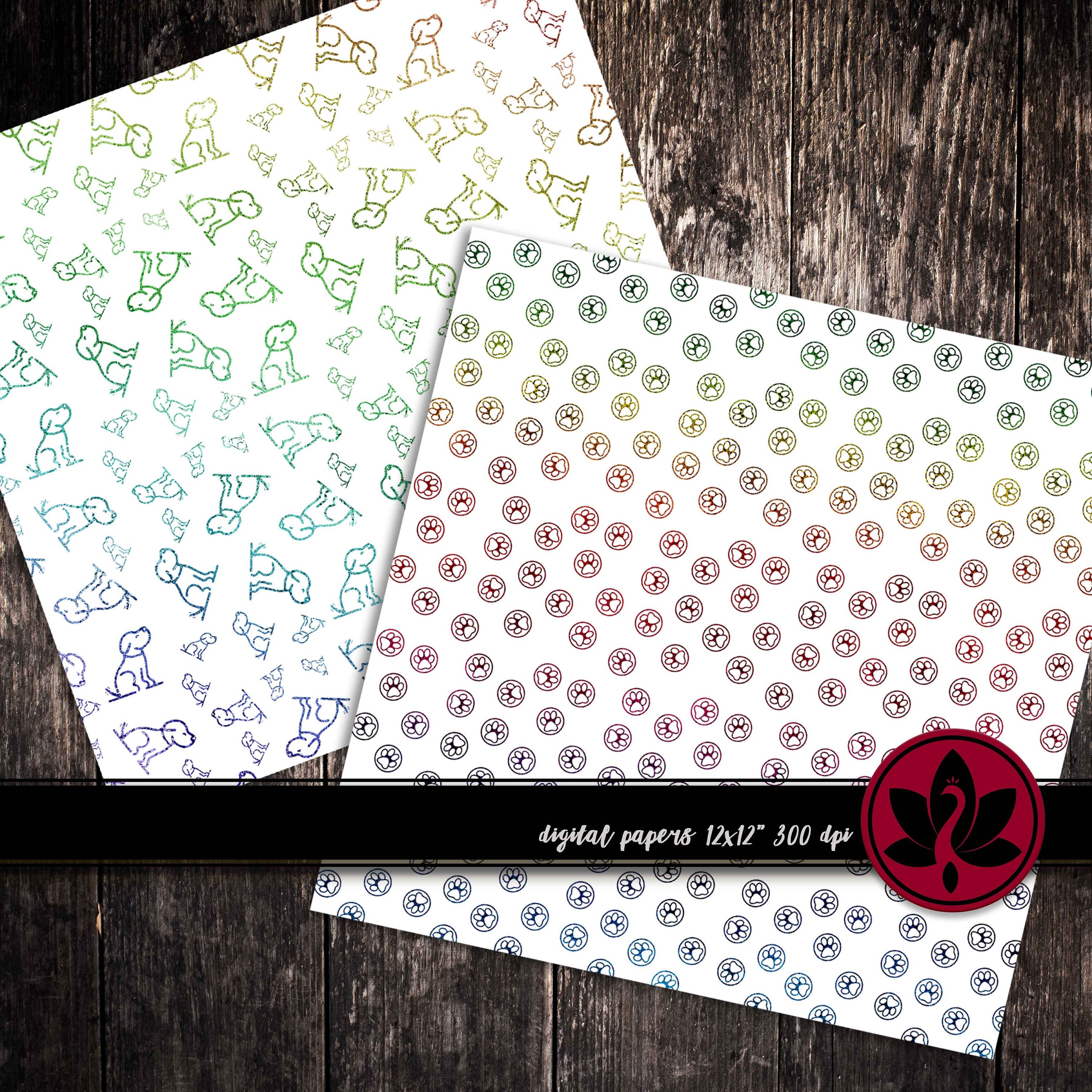 Dog Digital Paper, Rainbow Dog Backgrounds, Puppy Digital Paper, Pet ...
