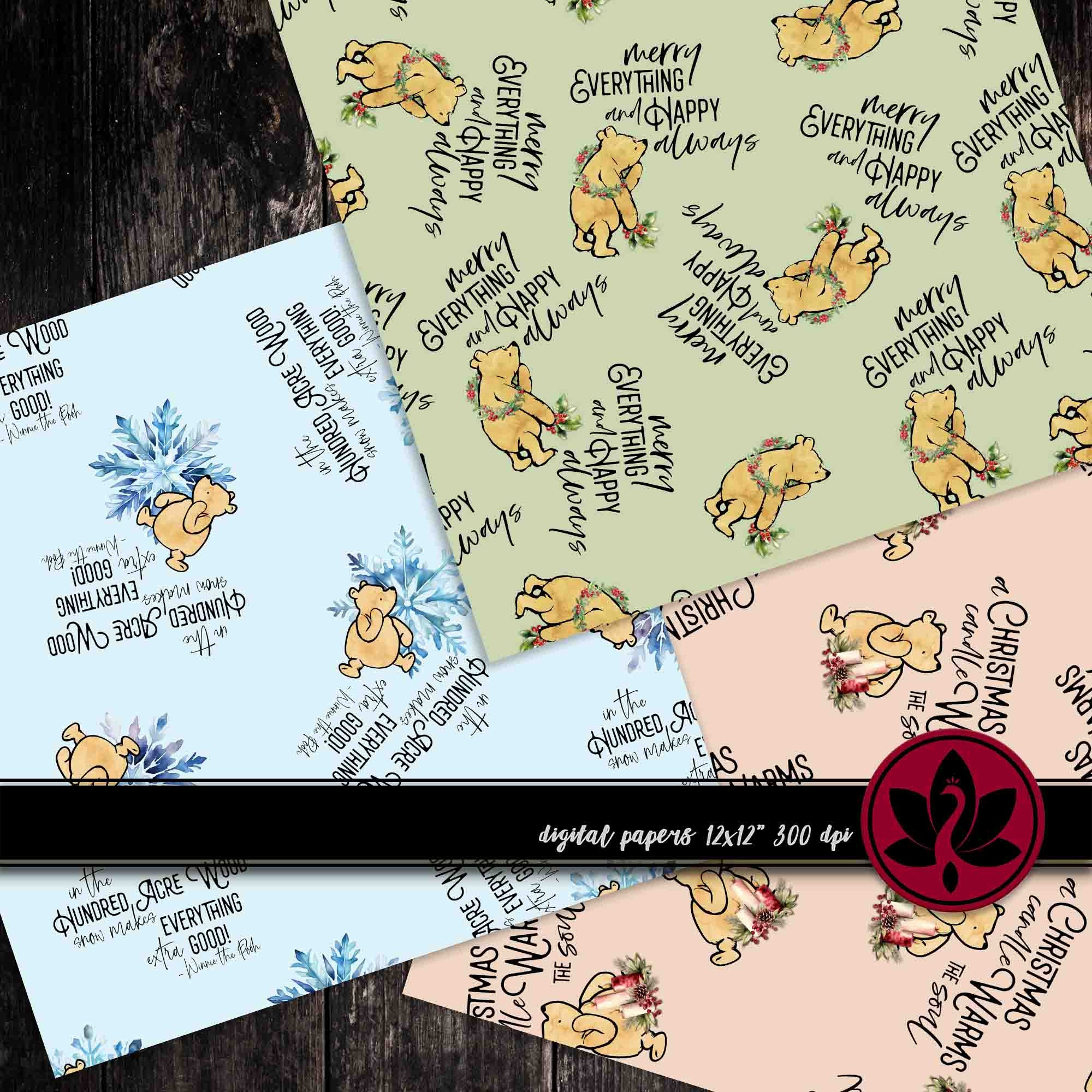 Winnie-the-pooh Christmas Digital Paper, Winnie the Pooh Paper Bundle ...
