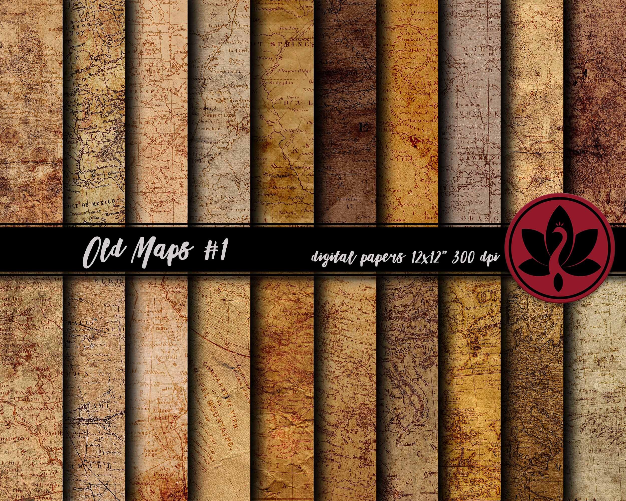 Map Digital Paper, Vintage Maps, Digital Paper, Antique Maps, Digital ...