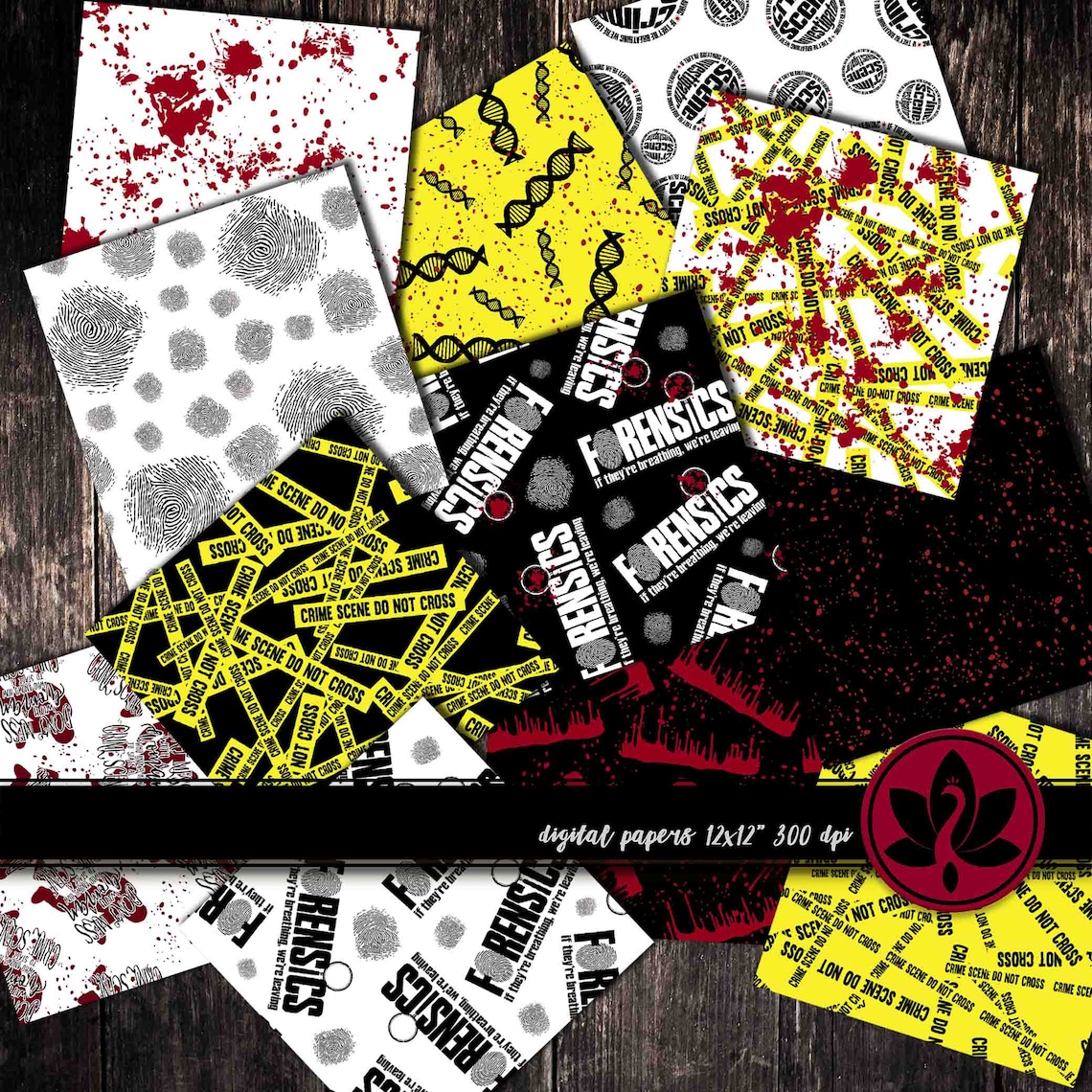 True Crime Scene Seamless Digital Paper Bundle, Crime Science ...