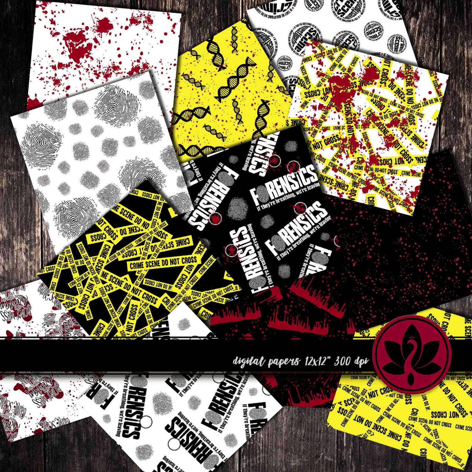 True Crime Scene Seamless Digital Paper Bundle, Crime Science ...