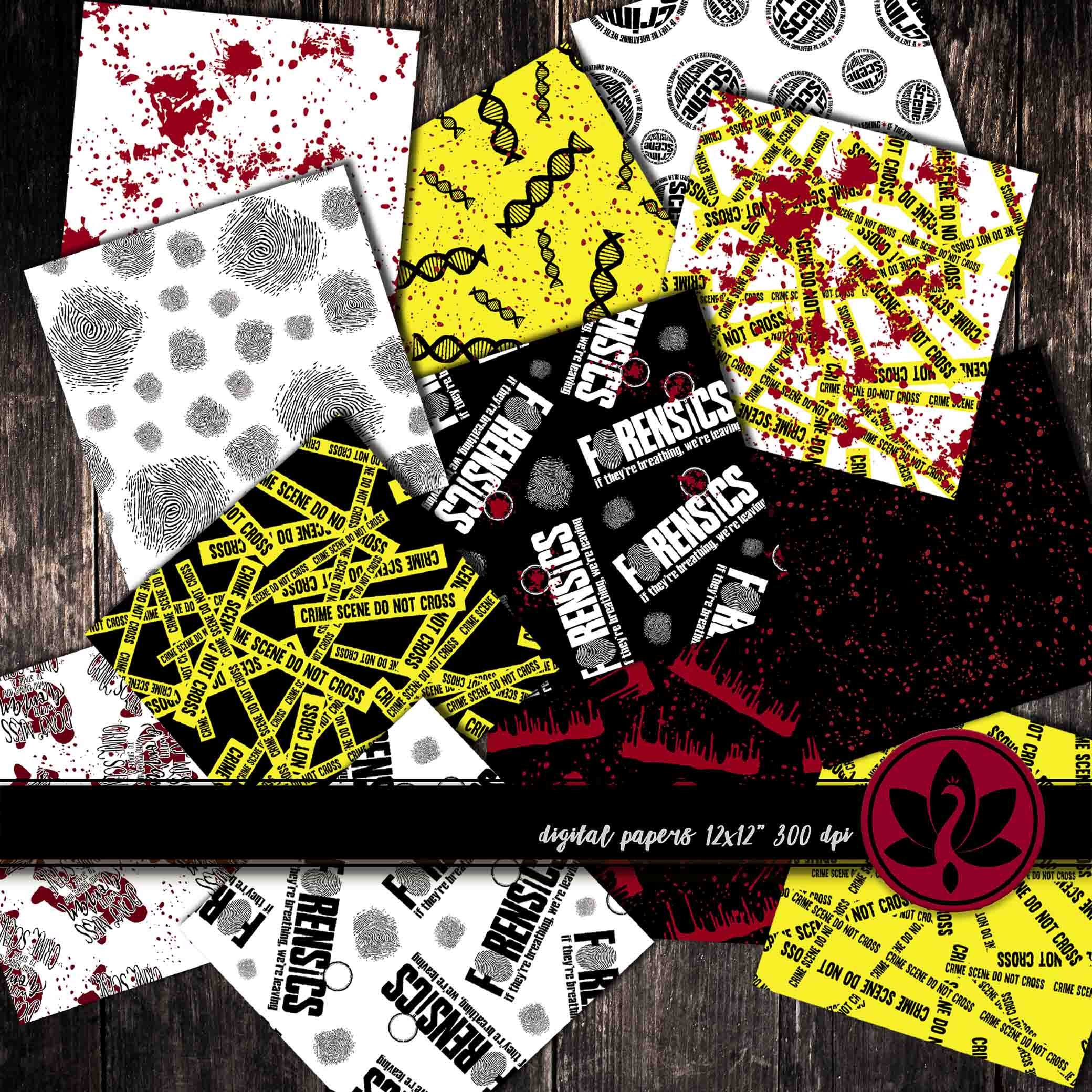True Crime Scene Seamless Digital Paper Bundle, Crime Science ...