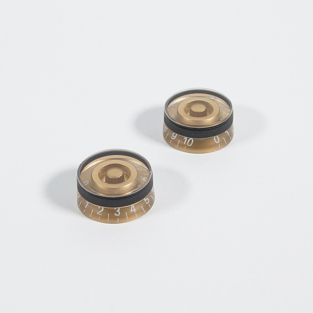Set of 2 Hatbox Guitar Speed Knobs W/ Rubber Ring Grip, Non-slip, Gold ...