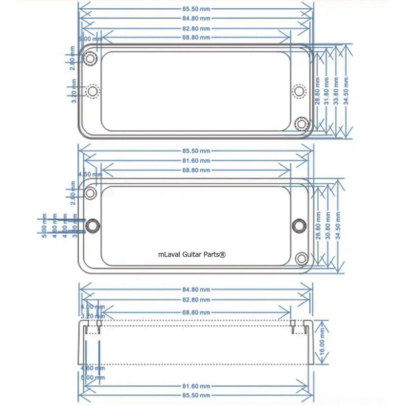 P90 to Mini Humbucker Adapter Mounting Ring Pickup Cover, Flat Bottom ...