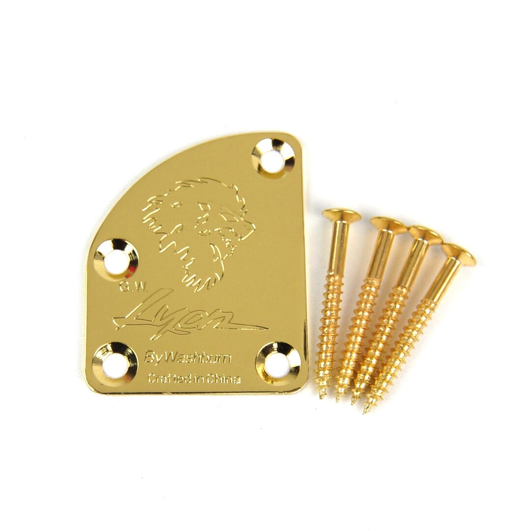 Asymmetrical Volute Neck Plate for Bolt-on Neck Guitars, Engraved Wolf ...